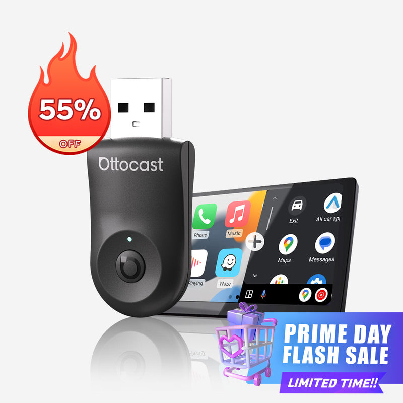Ottocast® 2025 Mini Wireless 2-in-1 CarPlay Und Android Auto Adapter