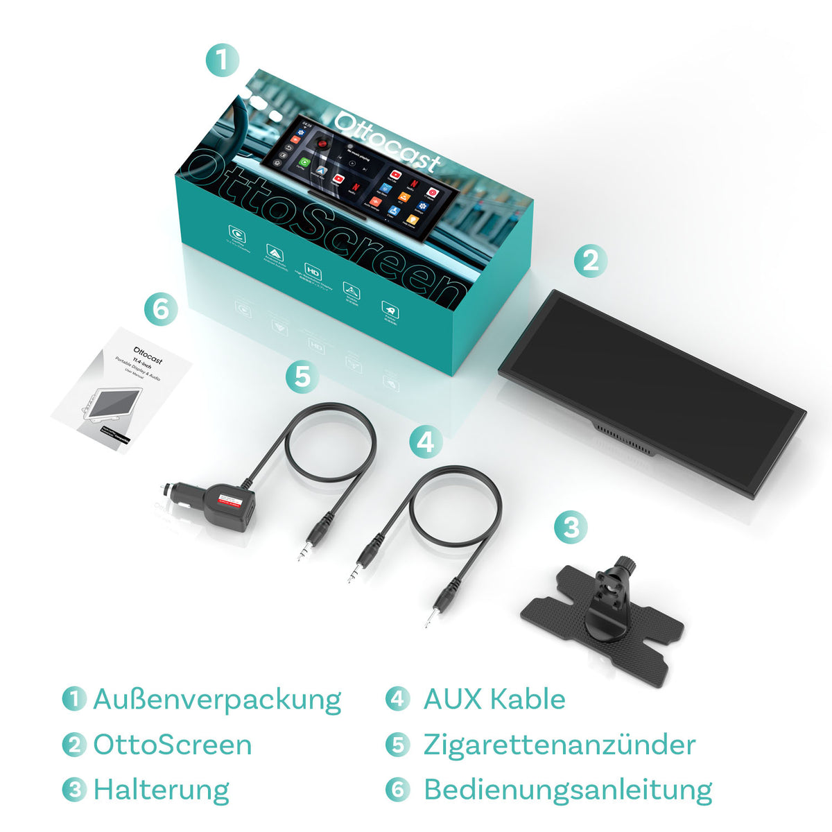 Ottocast® Screen Flow Wireless CarPlay & Android Auto Display
